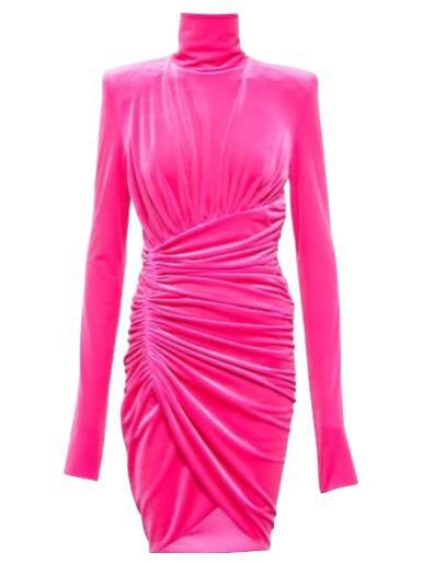 Alexandre Vauthier Ruched Velvet Mini Dress - Pink