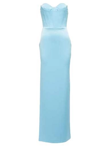 Alex Perry Honore Satin Maxi Dress With Draped Bustier - Blue