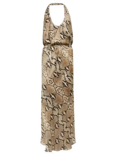 PETAR PETROV Snake-print Silk Halterneck Midi Dress - Nude