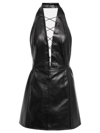 PETAR PETROV Atkins Leather Halterneck Mini Dress - Black