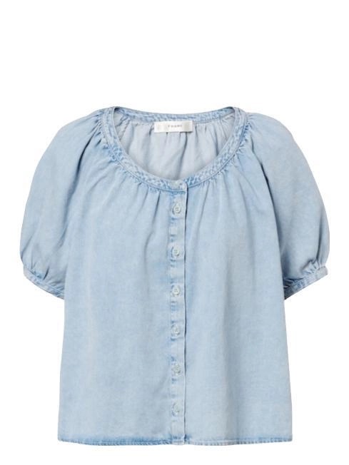 FRAME Gathered Cotton-blend Shirt - Blue