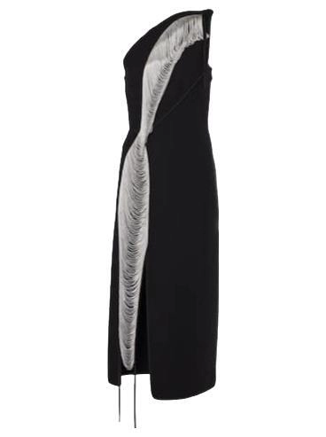 Maticevski One-shoulder Midi Dress With Fringe Detail - Black