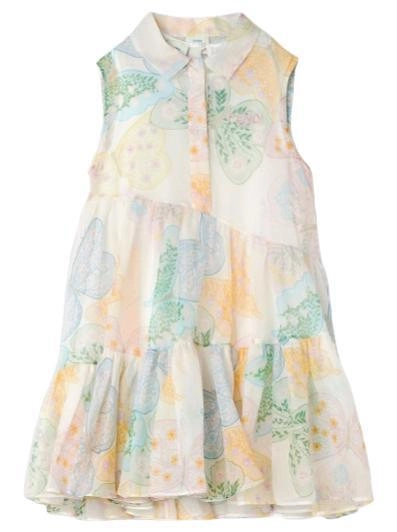 Fendi Sleeveless Tiered Butterfly-print Organza Dress - Multi-color