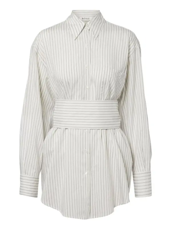 RÓHE Striped Silk Cotton Shirt - White
