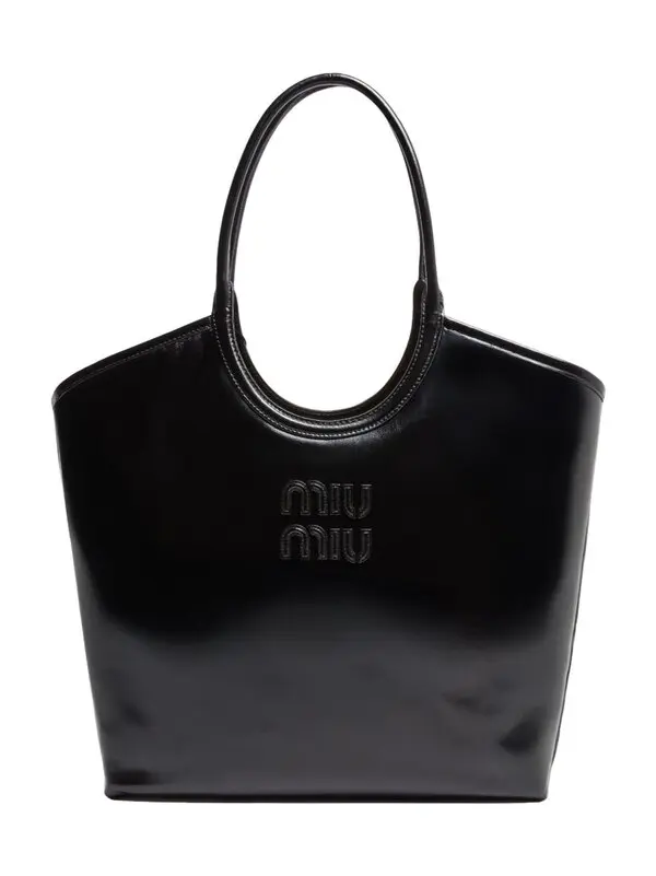 Miu Miu Large Ivy Soft Leather Tote - Black