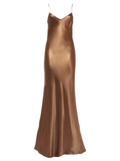 Galvan Provence Satin Maxi Dress - Brown