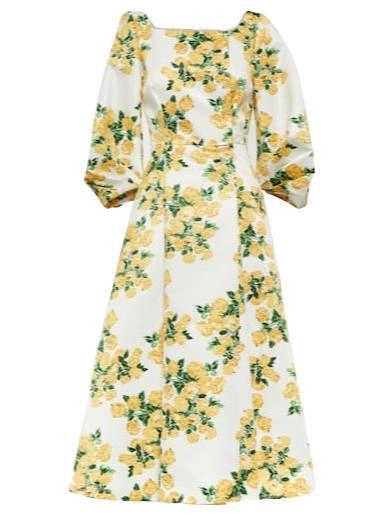 EMILIA WICKSTEAD Gabby Floral Taffeta Midi Dress - White