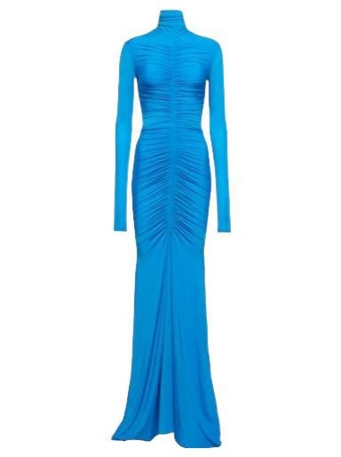 Alex Perry Garner Long Sleeve Turtleneck Gown - Blue