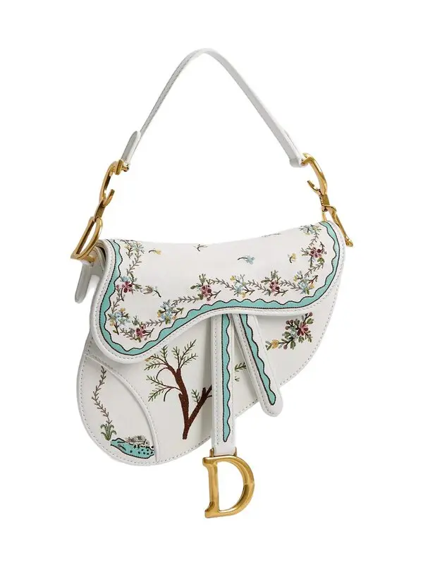Dior Amour Small Saddle Bag With Strap - White