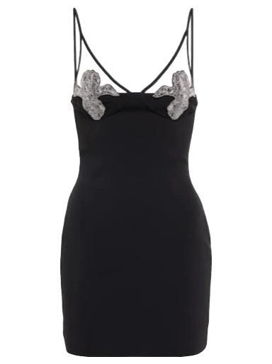 David Koma Embellished Mesh Panel Mini Dress - Black