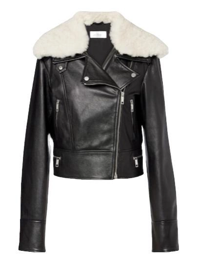 Sportmax Shearling-trimmed Leather Jacket - Black