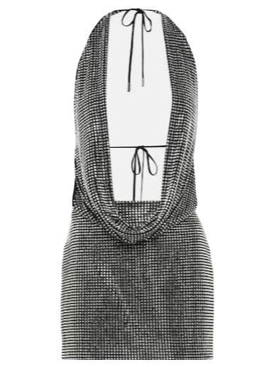 David Koma Cowl Neck Embellished Mini Dress - Gray