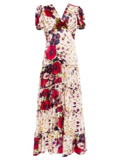 RODARTE Floral Silk Charmeuse Maxi Dress - Nude