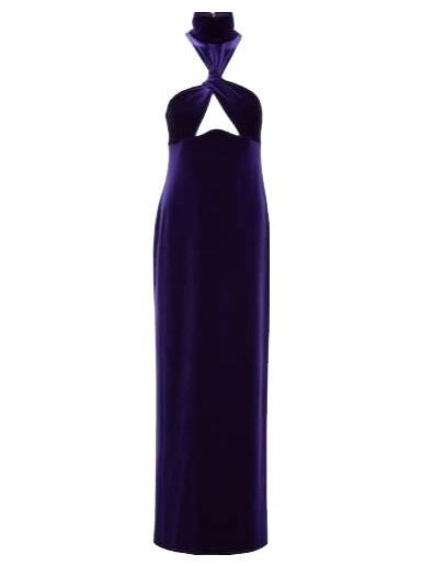 Galvan Velvet Gown With Keyhole Cutout - Black