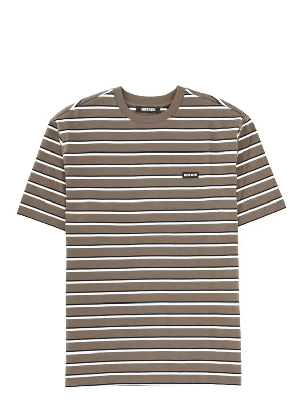 ROTATE BY BIRGER CHRISTENSEN Crew Neck Striped T-shirt - Gray