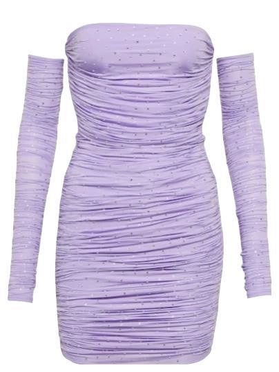 Alex Perry Crystal Embellished Jersey Mini Dress - Purple