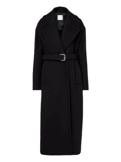 Sportmax Wool Wrap Coat With Belt - Black