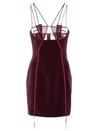 NENSI DOJAKA Cutout Velvet And Mesh Mini Dress - Brown