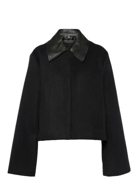 Proenza Schouler Cropped Wool-blend Jacket With Leather Collar - Black