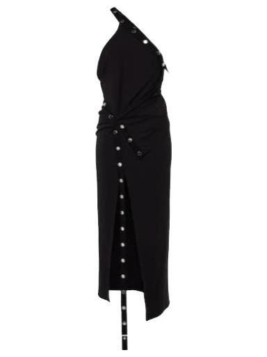 Attico Embellished One-shoulder Midi Dress - Black