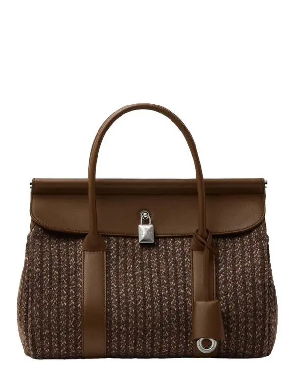 Loro Piana Loom Bag L25 - Mocha/latte/ebony/ancient Silver