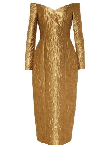 EMILIA WICKSTEAD Burleigh Floral Jacquard Midi Dress - Brown
