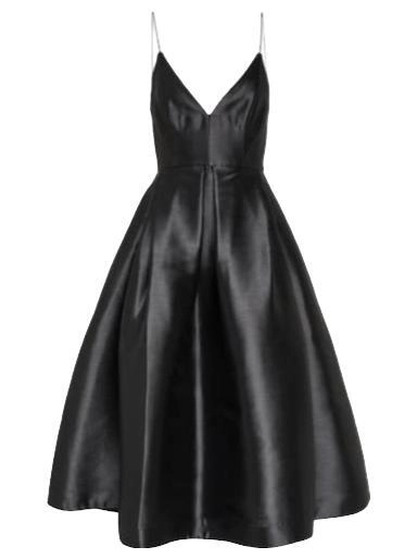 Alex Perry Pleated Silk Faille Midi Dress - Black