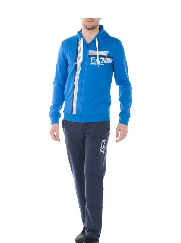 EA7 Two-piece Suit Of Zipper Sweater And Trousers Sportswear - Blue