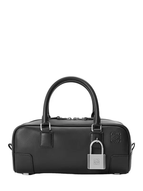 Loewe Amazona 23 Cropped Bag In Shiny Calfskin - Black