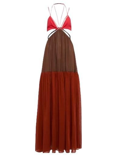 NENSI DOJAKA Cutout Halterneck Maxi Dress - Red