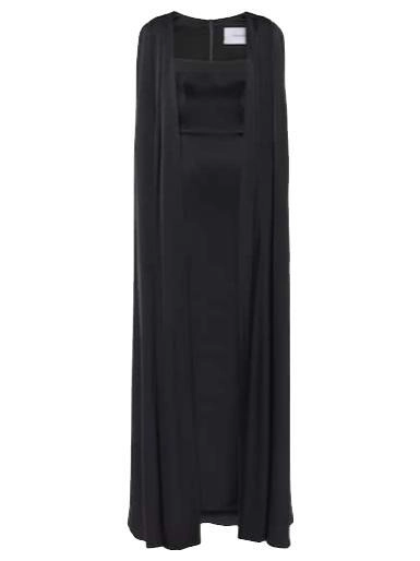 Alex Perry Satin Gown With Cape Effect - Black