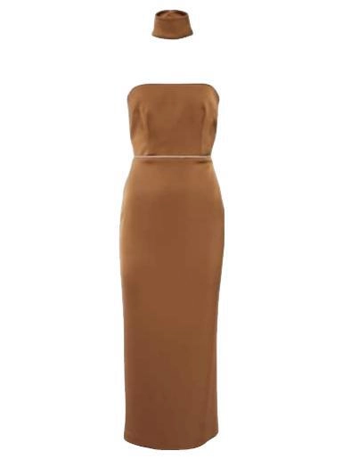 Alex Perry Crystal Embellished Strapless Midi Dress - Brown