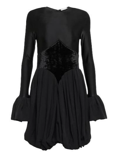 Rabanne Pleated Flared Mini Dress - Black