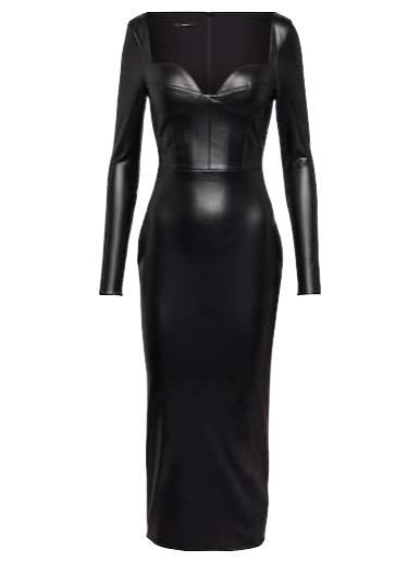 Alex Perry Blade Sweetheart Neck Midi Dress - Black