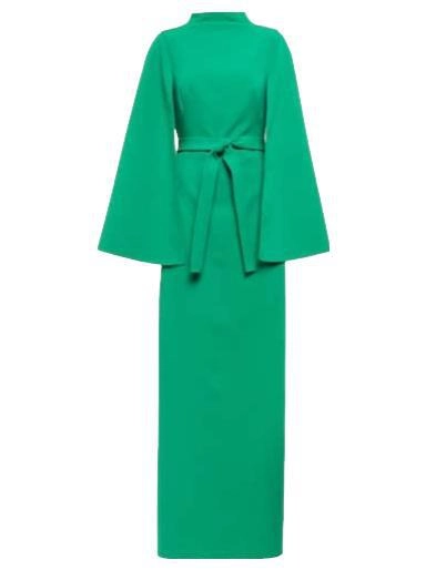 SAFIYAA LONDON Emerald Crepe Maxi Dress With Scarf Neckline - Green