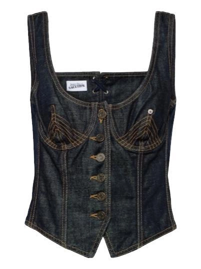 JEAN PAUL GAULTIER Denim Corset Vest - Black