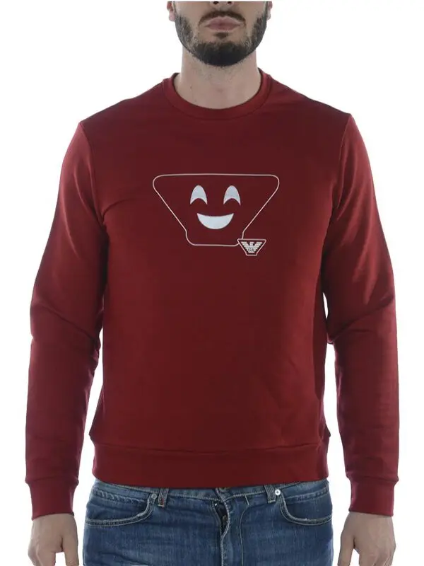 Emporio Armani Round Neck Long Sleeve Sweater - Brown