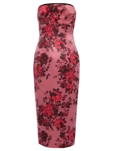 EMILIA WICKSTEAD Strapless Floral Midi Dress - Red