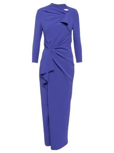 SAFIYAA LONDON Crepe Maxi Dress With Gathered Detailing - Blue