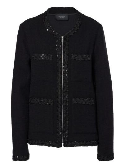 Giambattista Valli Sequined Wool-blend Zip-up Jacket - Black