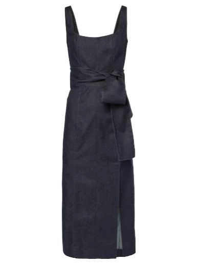 Carolina Herrera Denim Midi Dress With Waist Tie - Black