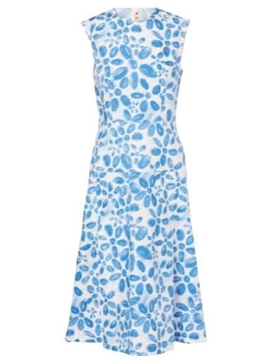 Marni Printed Cotton Midi Dress - Blue