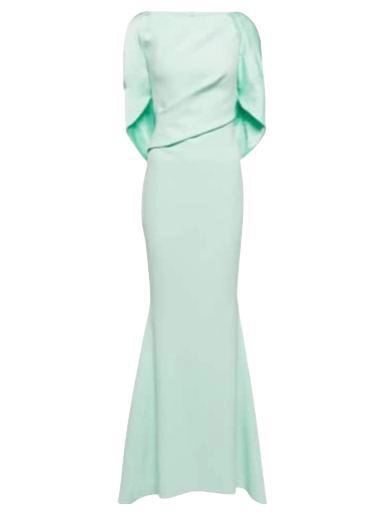 SAFIYAA LONDON Caped Crepe Gown - Green