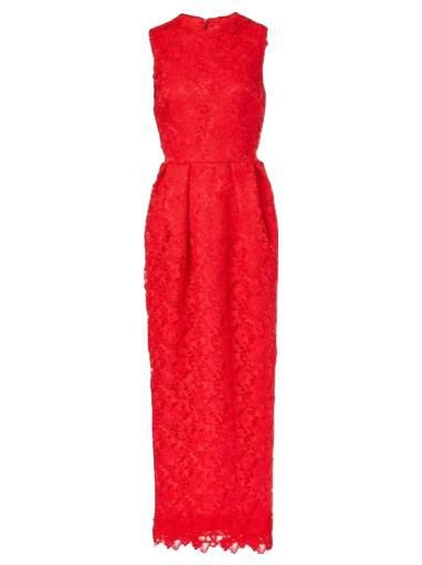 SAFIYAA LONDON Alani Lace Midi Dress - Red