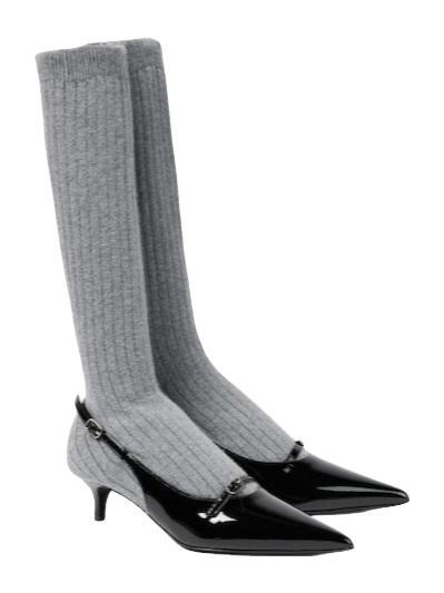 Magda Butrym Leather-trimmed Sock Boots - Gray