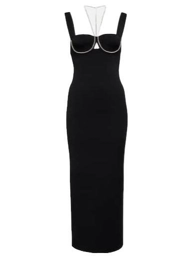 Galvan Celeste Embellished Knit Midi Dress - Black