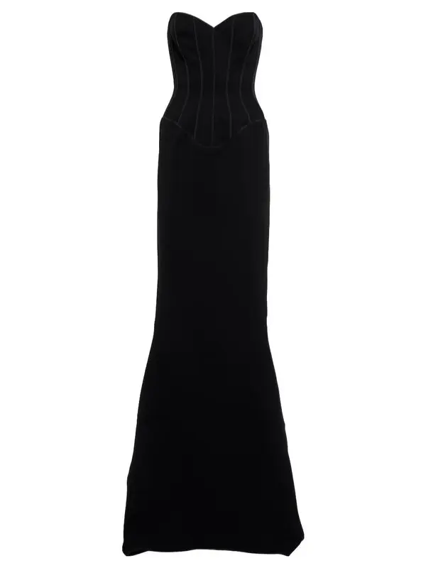 Maticevski Strapless Bustier Crepe Gown - Black