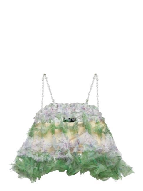 SUSAN FANG Embellished Tulle Crop Top - Green