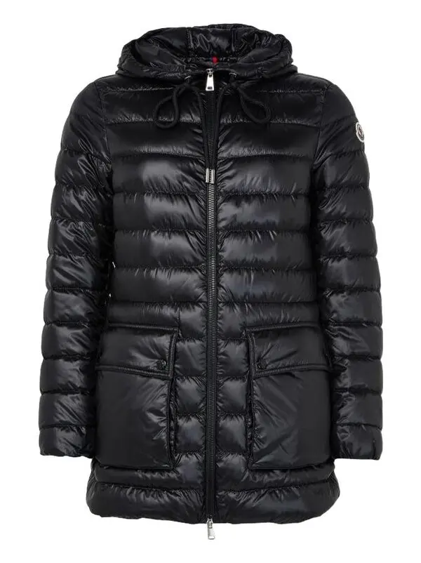 Moncler Logo-stamped Hooded Down Jacket - Black