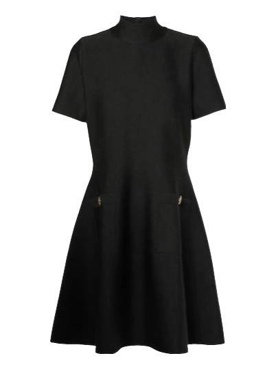 Oscar De La Renta Wool-blend Minidress With High Neck - Black